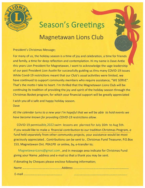 Magnetawan Lion's Club Christmas Basket Program - Municipality of ...